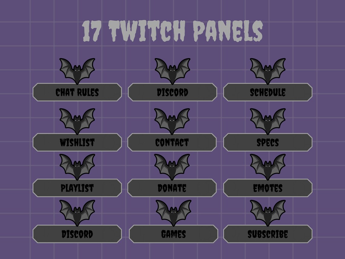 Goth Bat Twitch Panels: Stream Overlay (digital Download) - Etsy