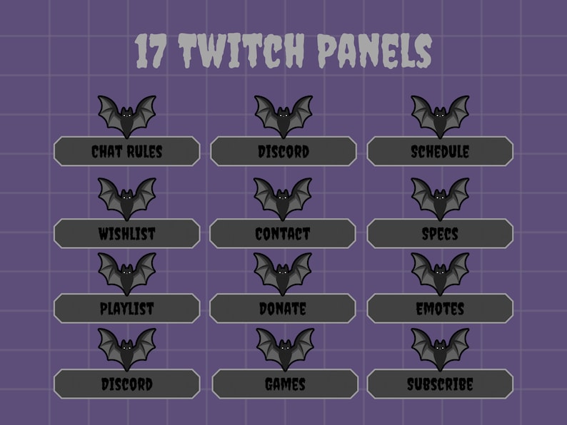 Goth Bat Twitch Panels: Stream Overlay (digital Download) - Etsy