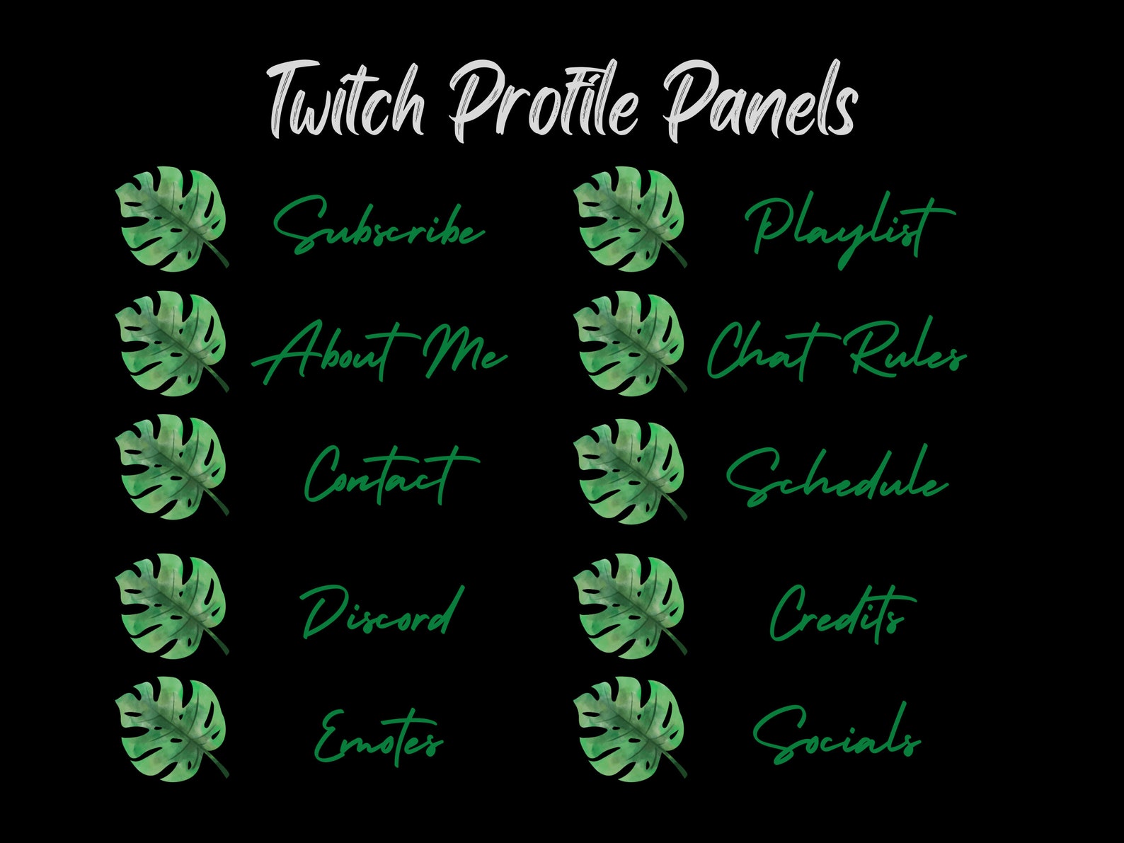 Twitch Panels, About Me Panels, Twitch Plant Panels, Leaf Panels, Green ...