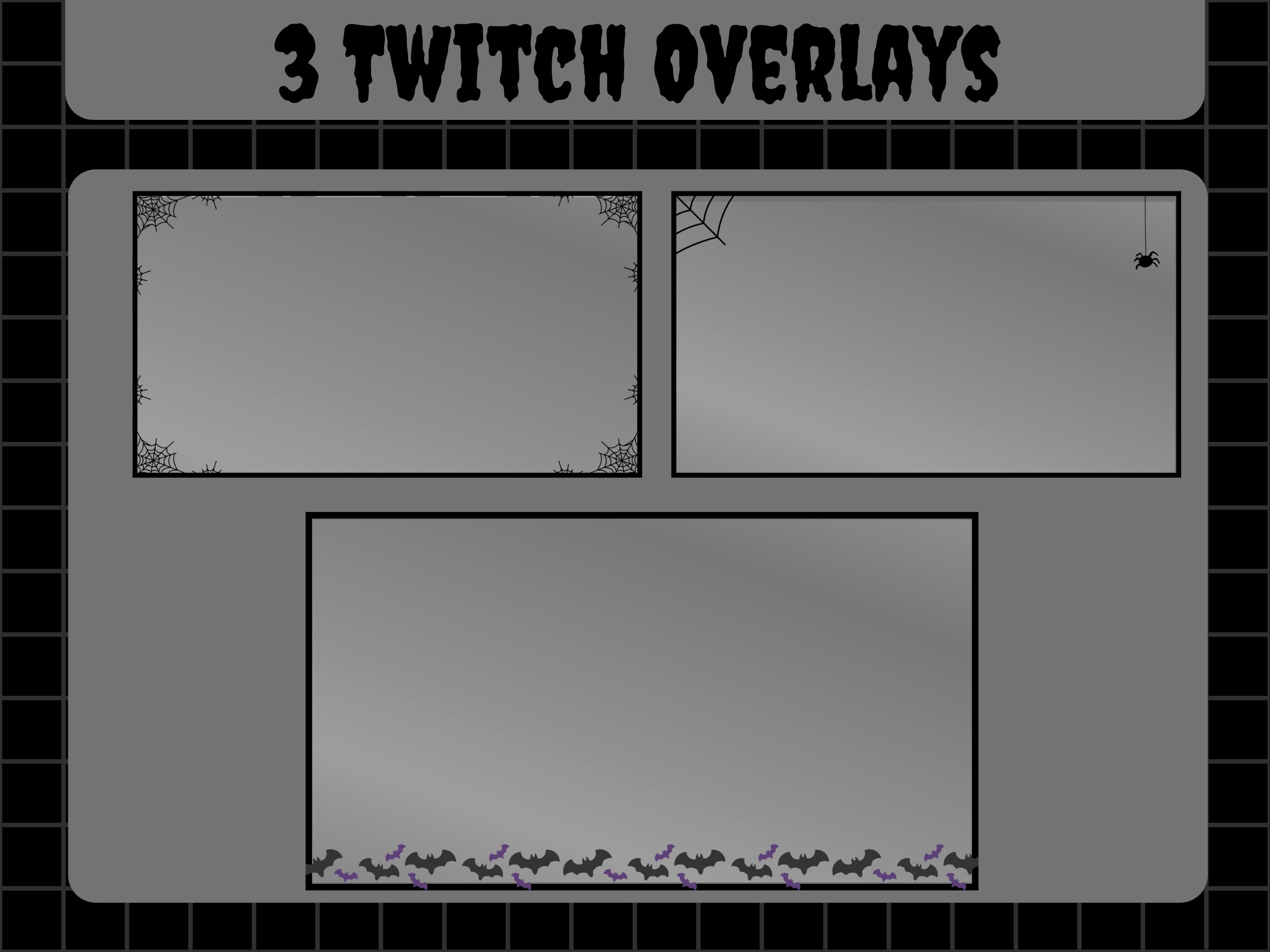 Twitch Overlays, Goth Stream Overlay Pack, Black Overlay, Stream ...
