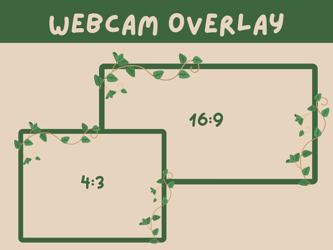 Webcam Overlay, Twitch Webcam Border, Leaf Overlay, Green Cam Overlay ...