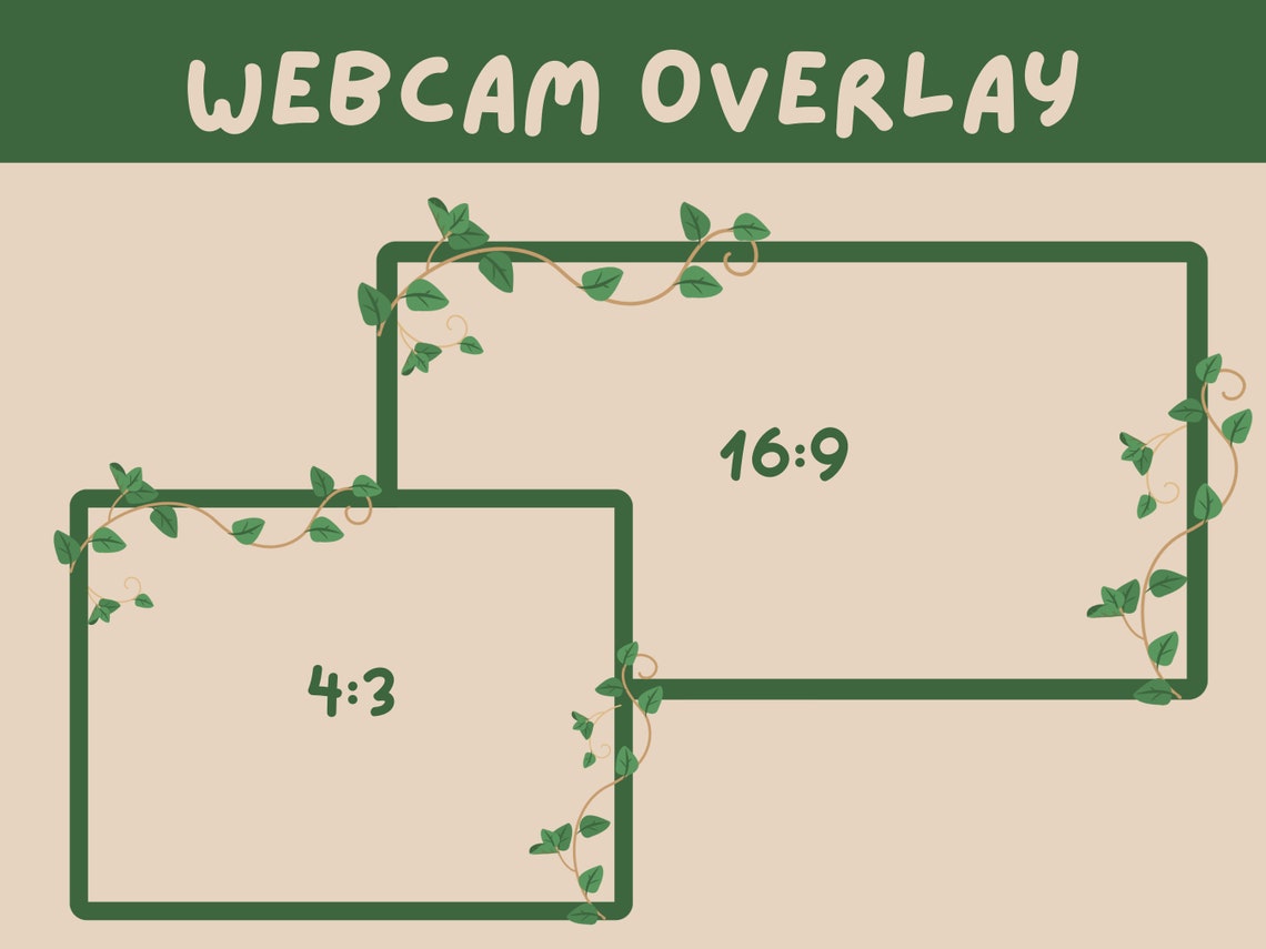 Webcam Overlay Twitch Webcam Border Leaf Overlay Green Cam - Etsy