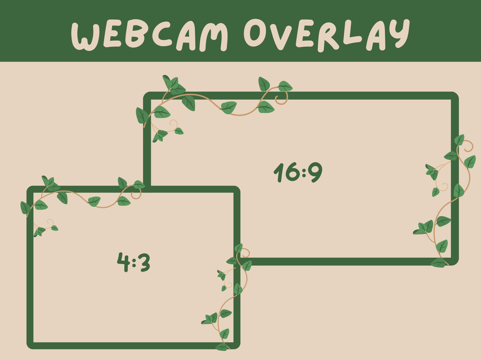 Webcam Overlay Twitch Webcam Border Leaf Overlay Green Cam - Etsy