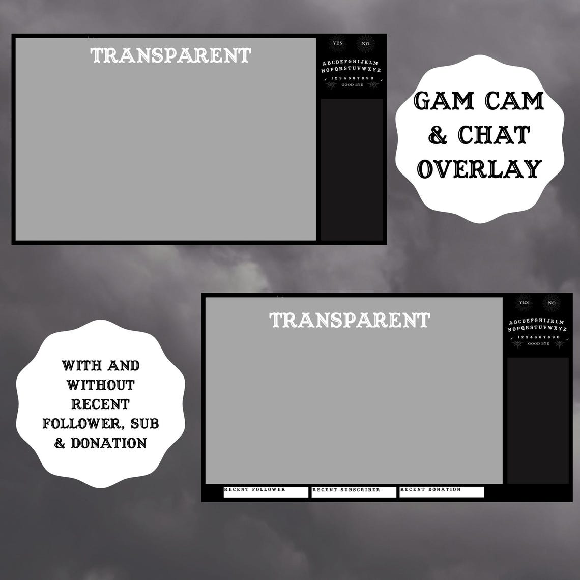 Spooky Ouija Twitch Overlay Pack: Animated Stream Panels (digital ...