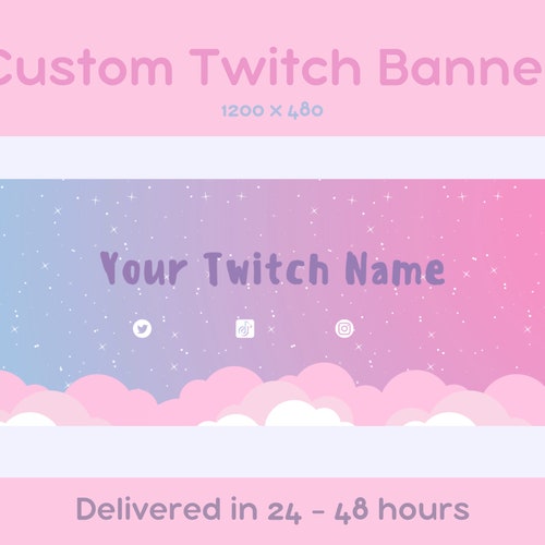 Custom Twitch Banner Kawaii Twitch Profile Banner Pink - Etsy