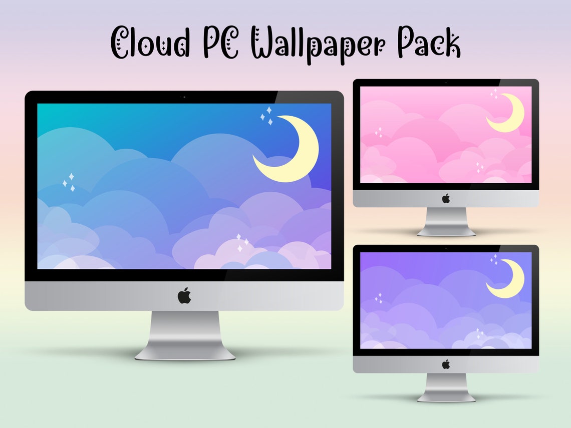 Kawaii Pc Wallpaper Pack Cloud Wallpaper Pack Cute Computer - Etsy