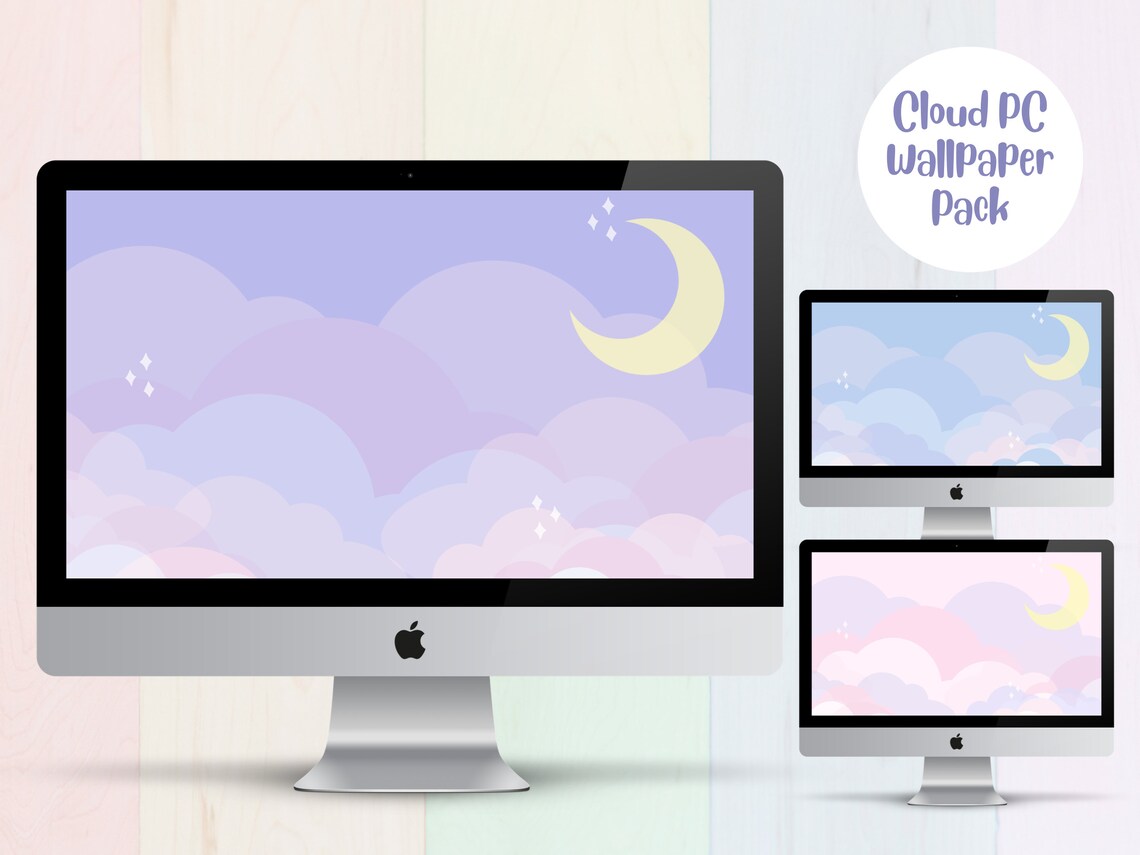 Kawaii Desktop Wallpaper Cloud Wallpaper Cute Computer - Etsy