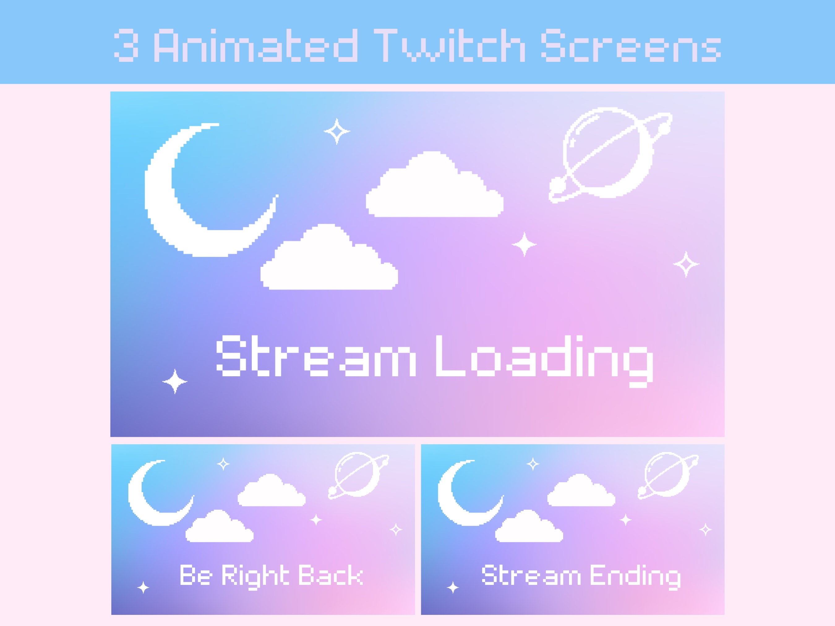 Pixel Animated Twitch Screens, Lofi Twitch Overlay, Pastel Starting ...