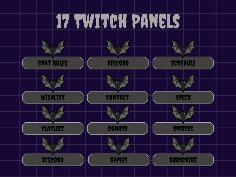 Goth Bat Twitch Panels: Stream Overlay (digital Download) - Etsy