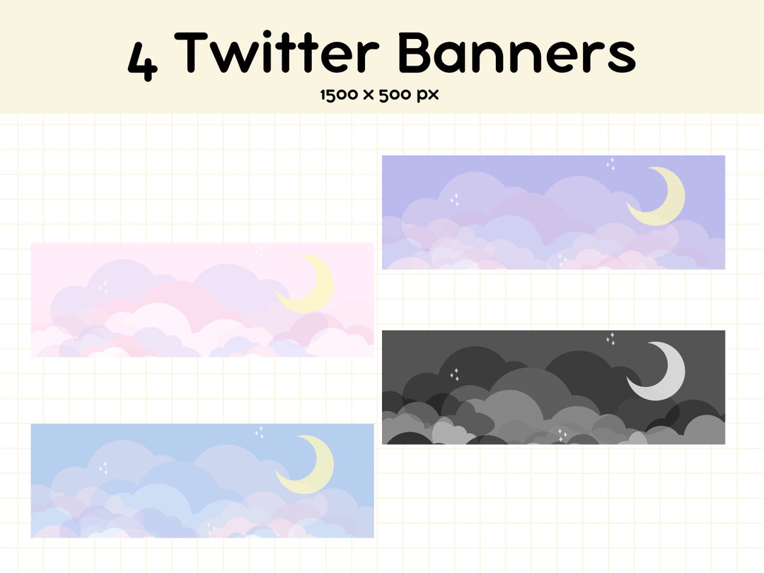 Kawaii Twitter Header: Cloud & Moon Banners (PNG Digital Download) - Etsy