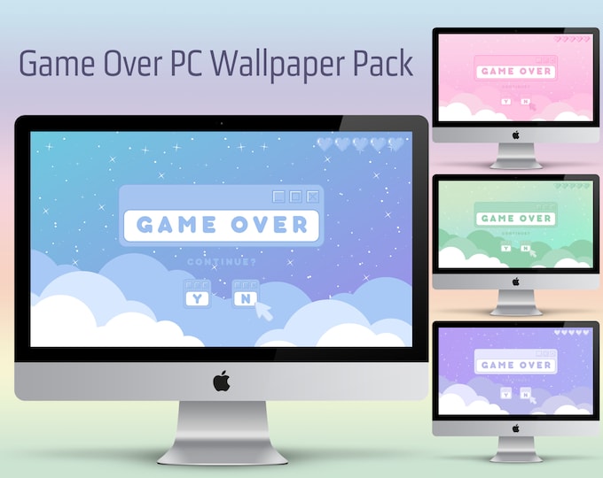 Game Over Pastel Desktop Wallpaper Background | Retro Pixel Pink ...