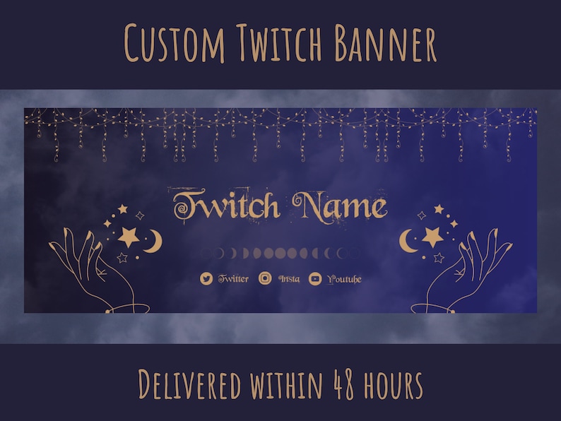 Custom Celestial Twitch Banner: Purple & Gold Stream Header - Etsy