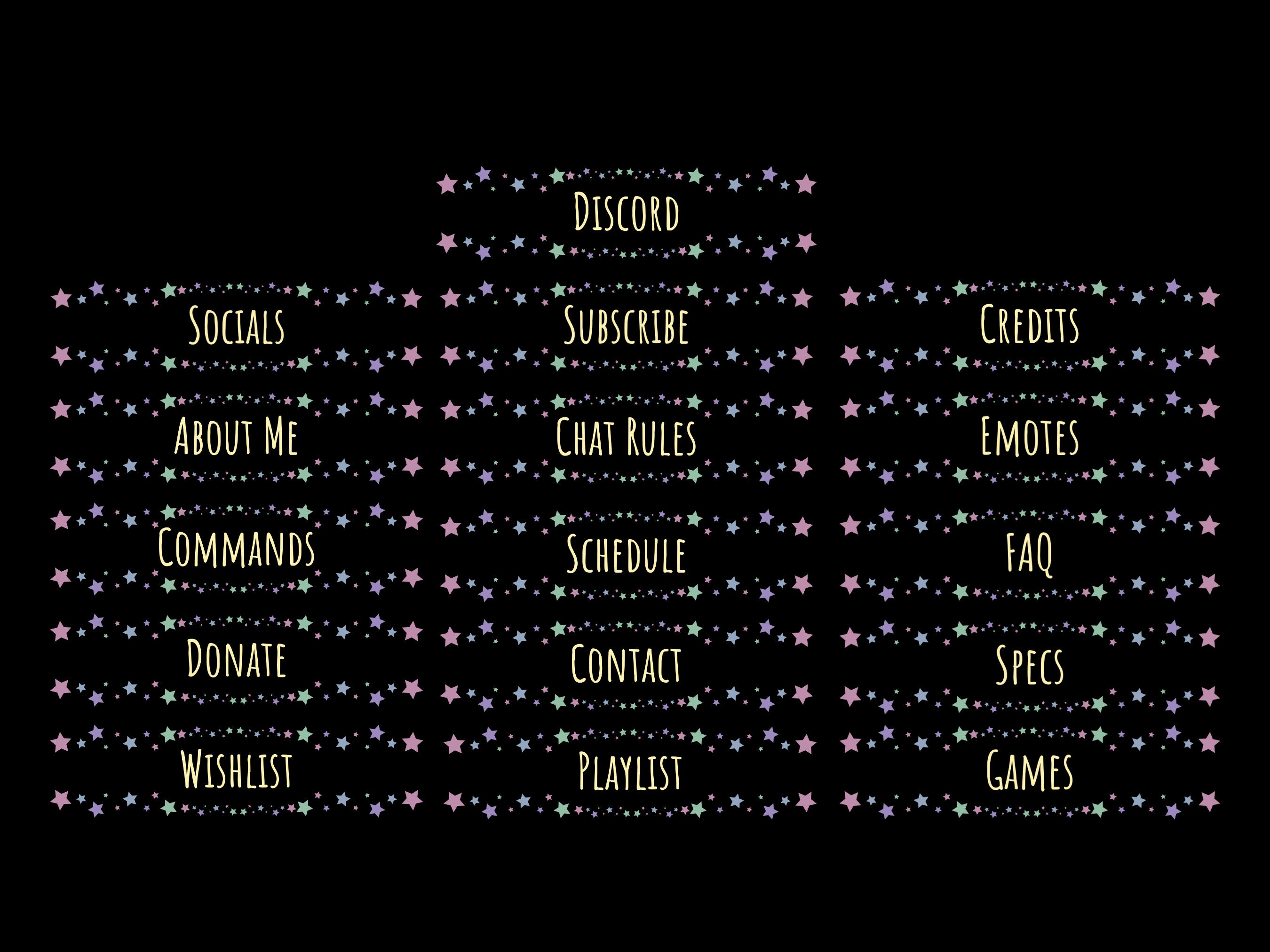 Twitch Panels Pastel About Me Panels Kawaii Stream Panels - Etsy