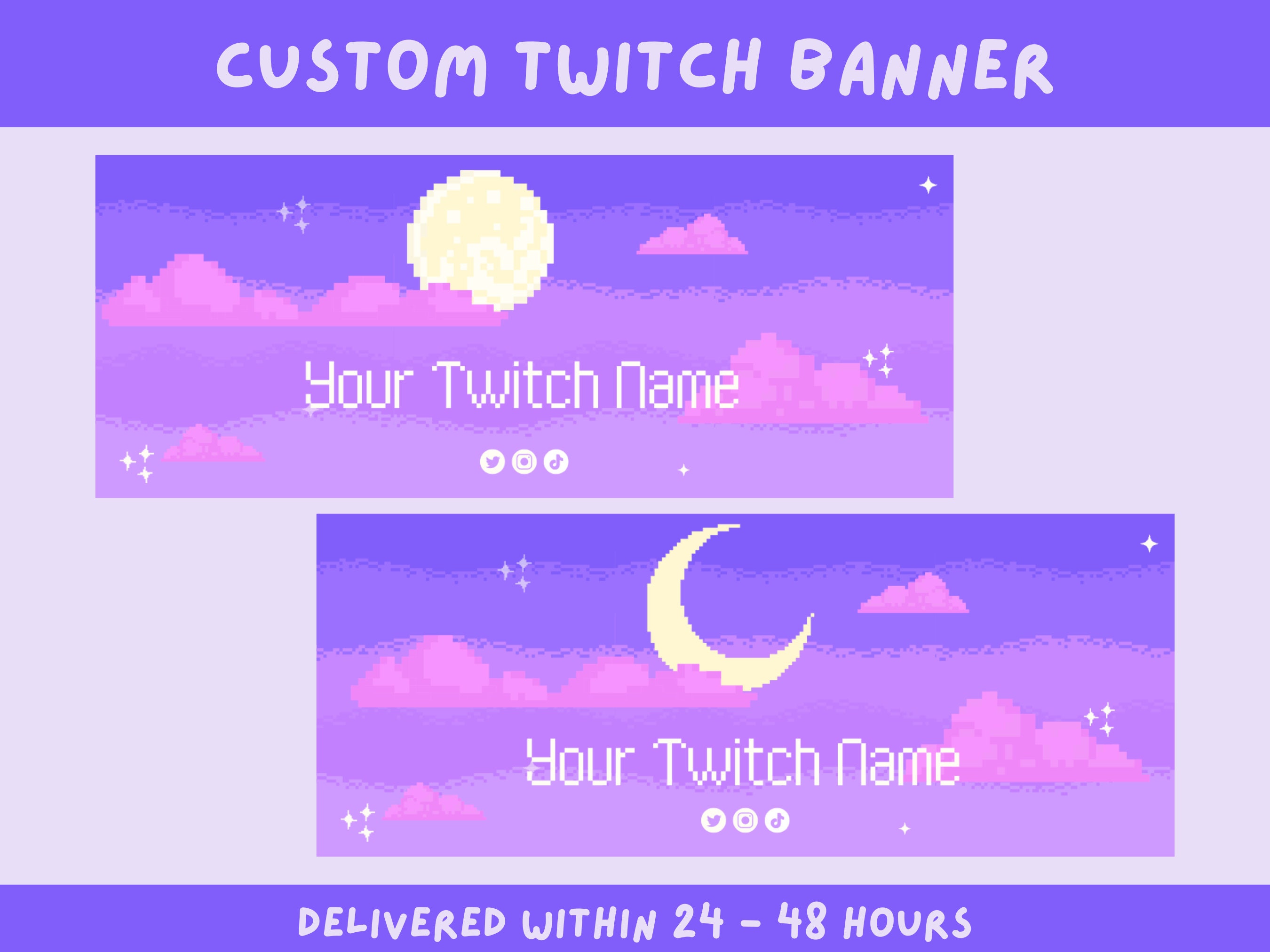 Moon Twitch Banner Vaporwave Twitch Banner Neon Twitch - Etsy