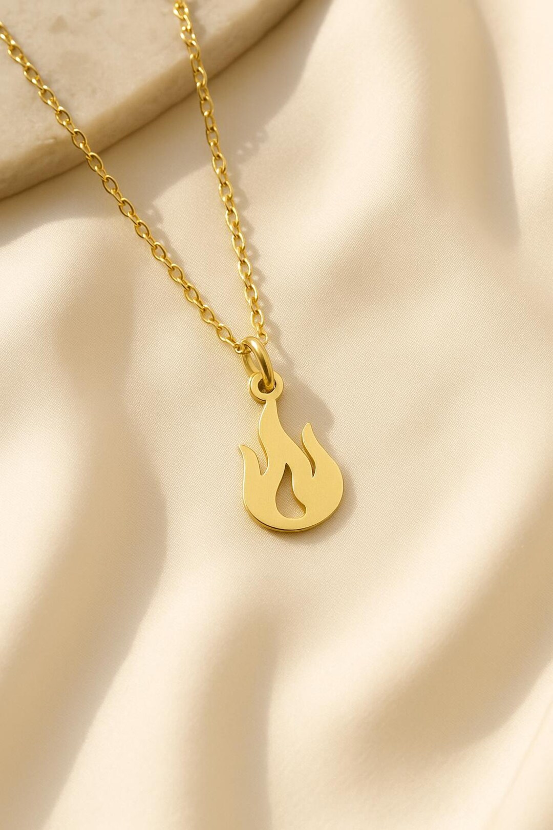 Flame Necklace - 925K Sterling Silver - Gold and Rose Gold Color ...