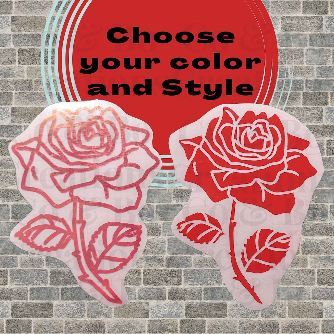 Rose Decal, Holographic Option, Pretty Flower Decal,rose Decal,rose ...