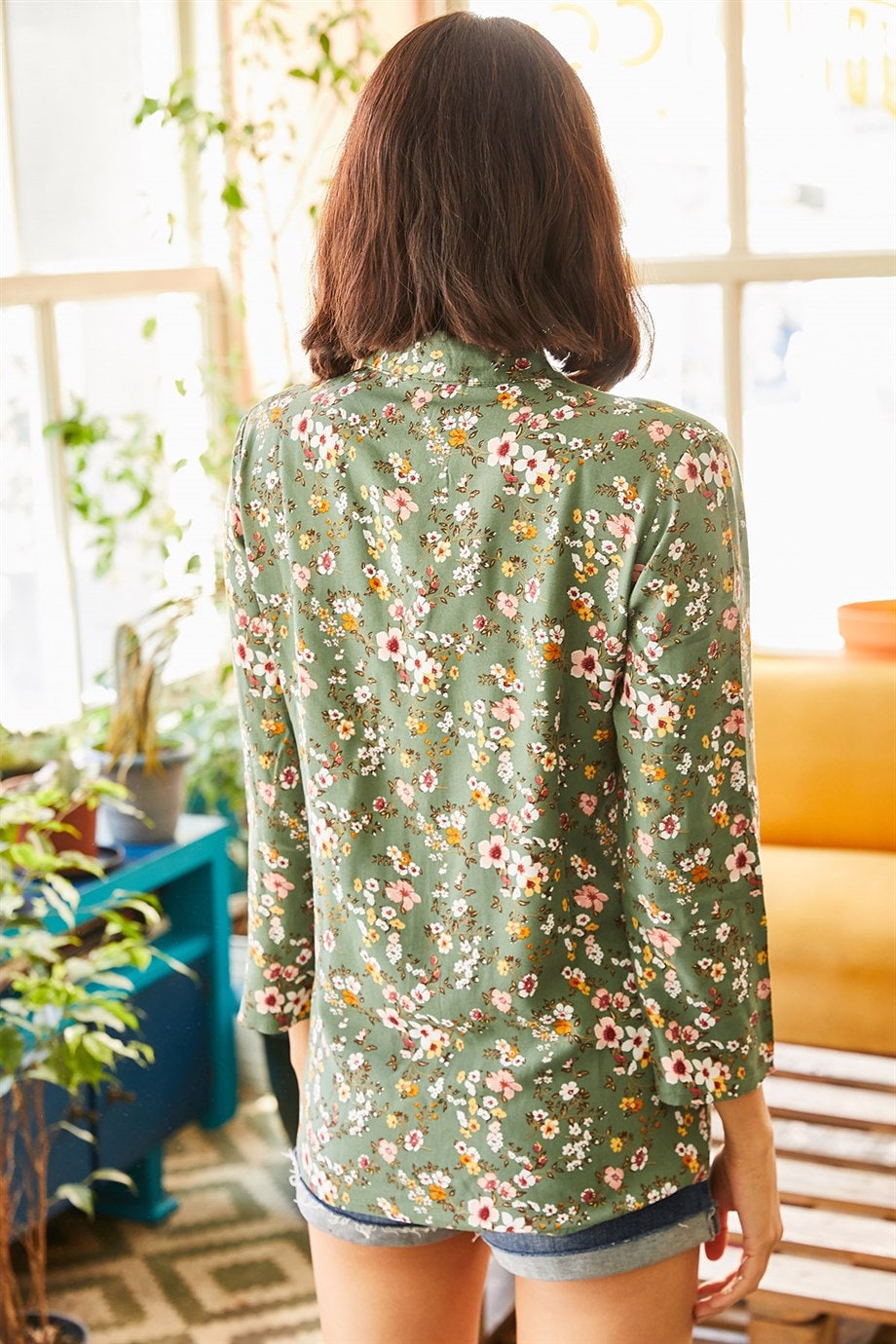 Floral Button Down Shirt for Women, Flower Printed Long Sleeve Button ...