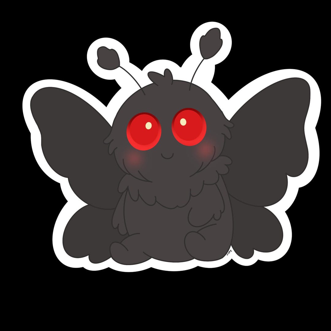 Mothbaby Sticker | Mothman | Cryptid | Creepy | Cute | Moth | Red ...