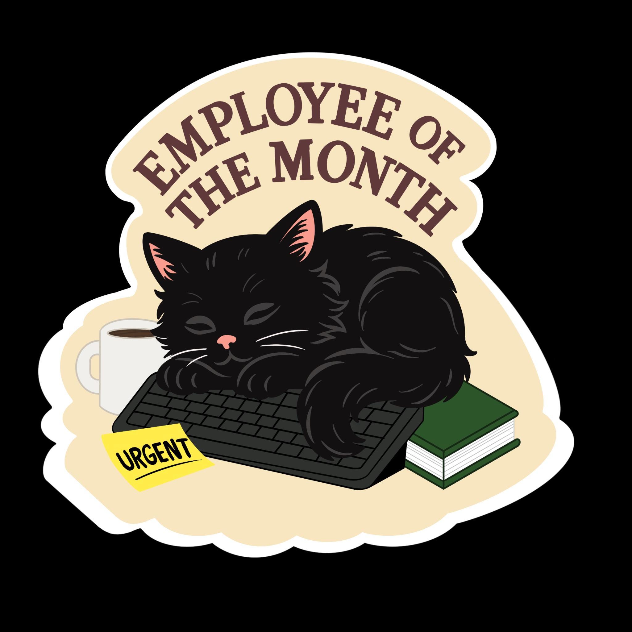 Employee of the Month | Cat | Work From Home Buddy | Cute | Sticker ...