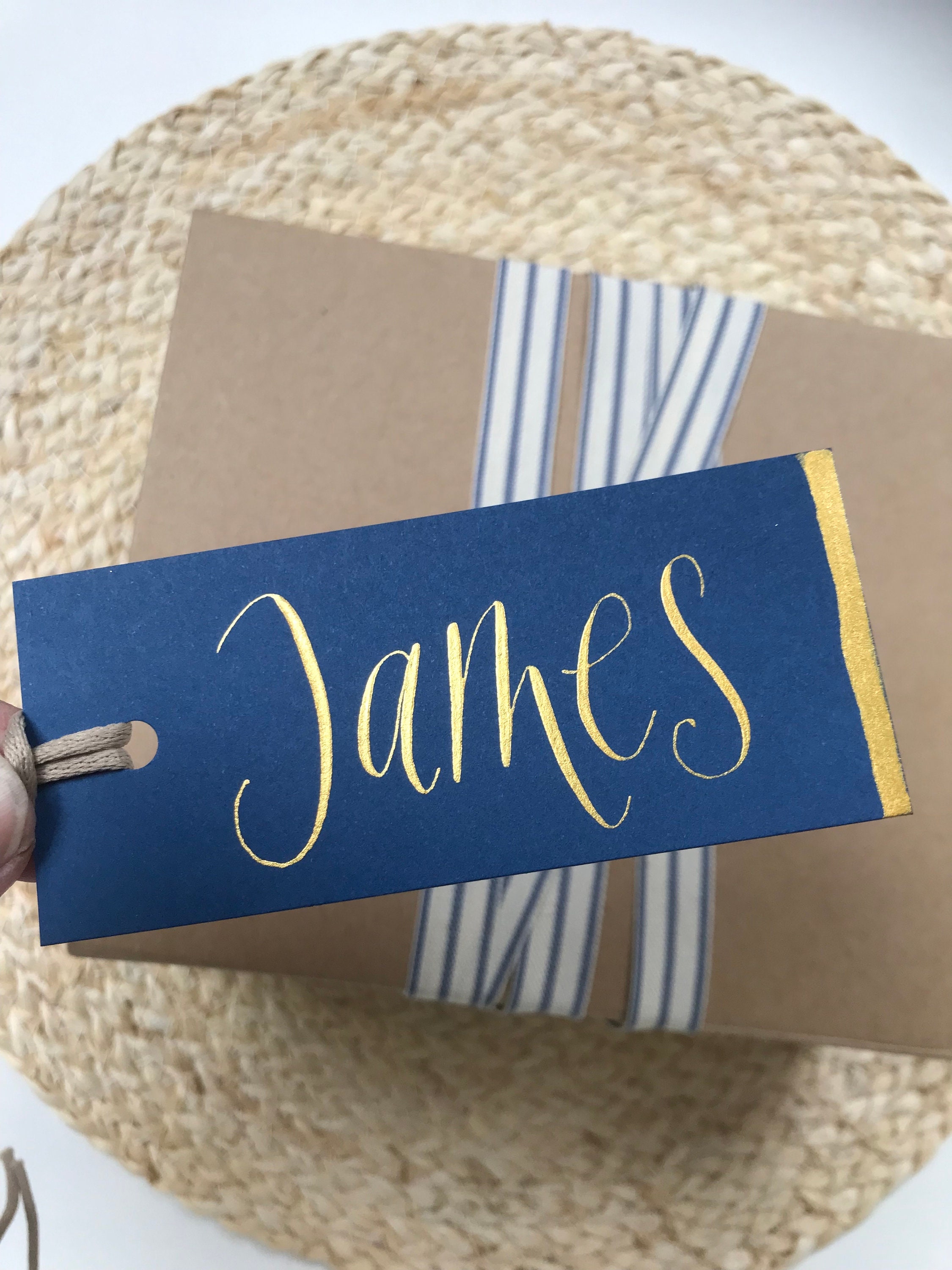 Blue Gift Tag, Personalised for Birthday for Gift Wrapping, Written in ...