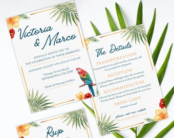 Parrot Wedding Invitation - Etsy