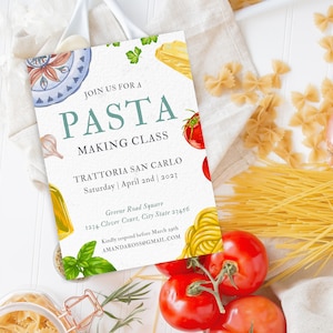 Pasta Class Party Invitation -digital File / Template / Download ...