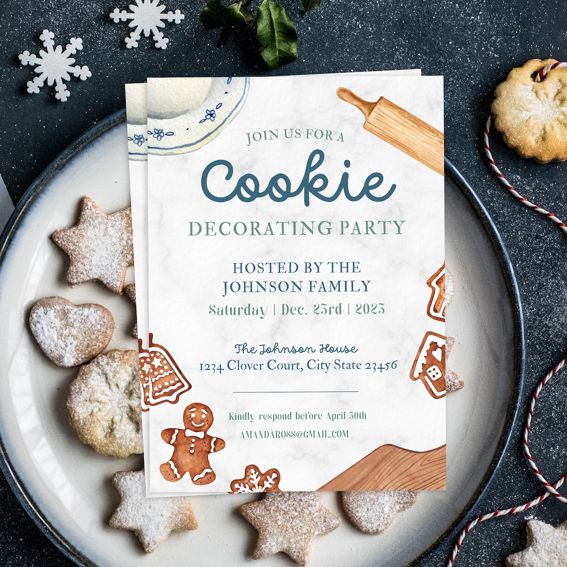 Cookie Decorating Party Invitation -digital File / Template / Download ...