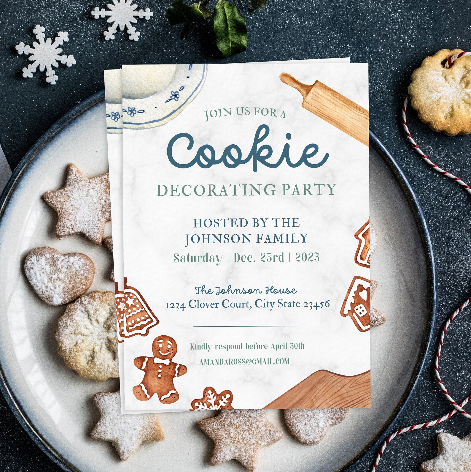 Cookie Decorating Party Invitation -digital File / Template / Download ...