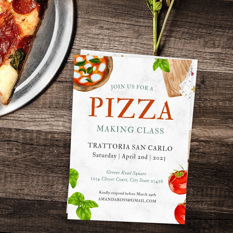 Pizza Making Class Invitation -digital File / Template / Download ...