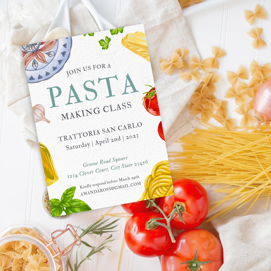 Pasta Class Party Invitation -digital File / Template / Download ...