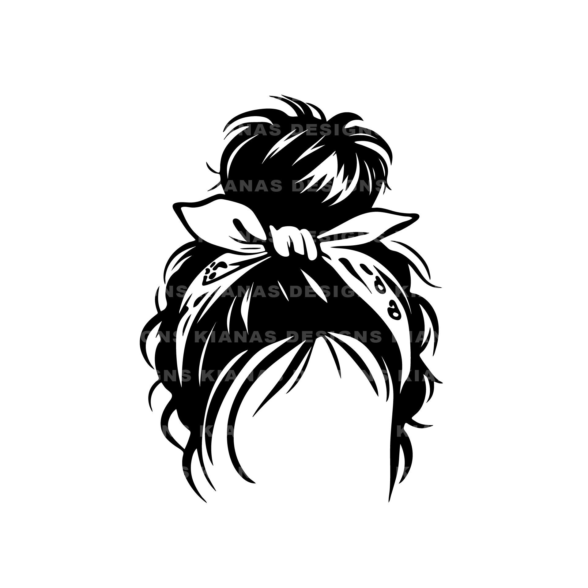 Messy Bun | Cut File / Girl Bandana / Hair Style / Mom Daughter / SVG ...