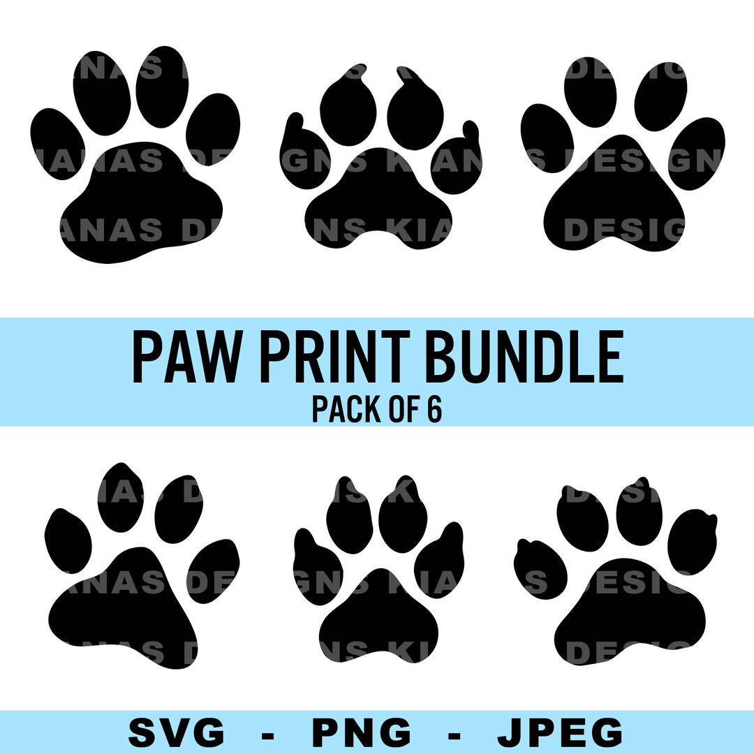 Paw Print Bundle | Dog / SVG PNG JPEG / Animal / Cut File / Silhouette ...