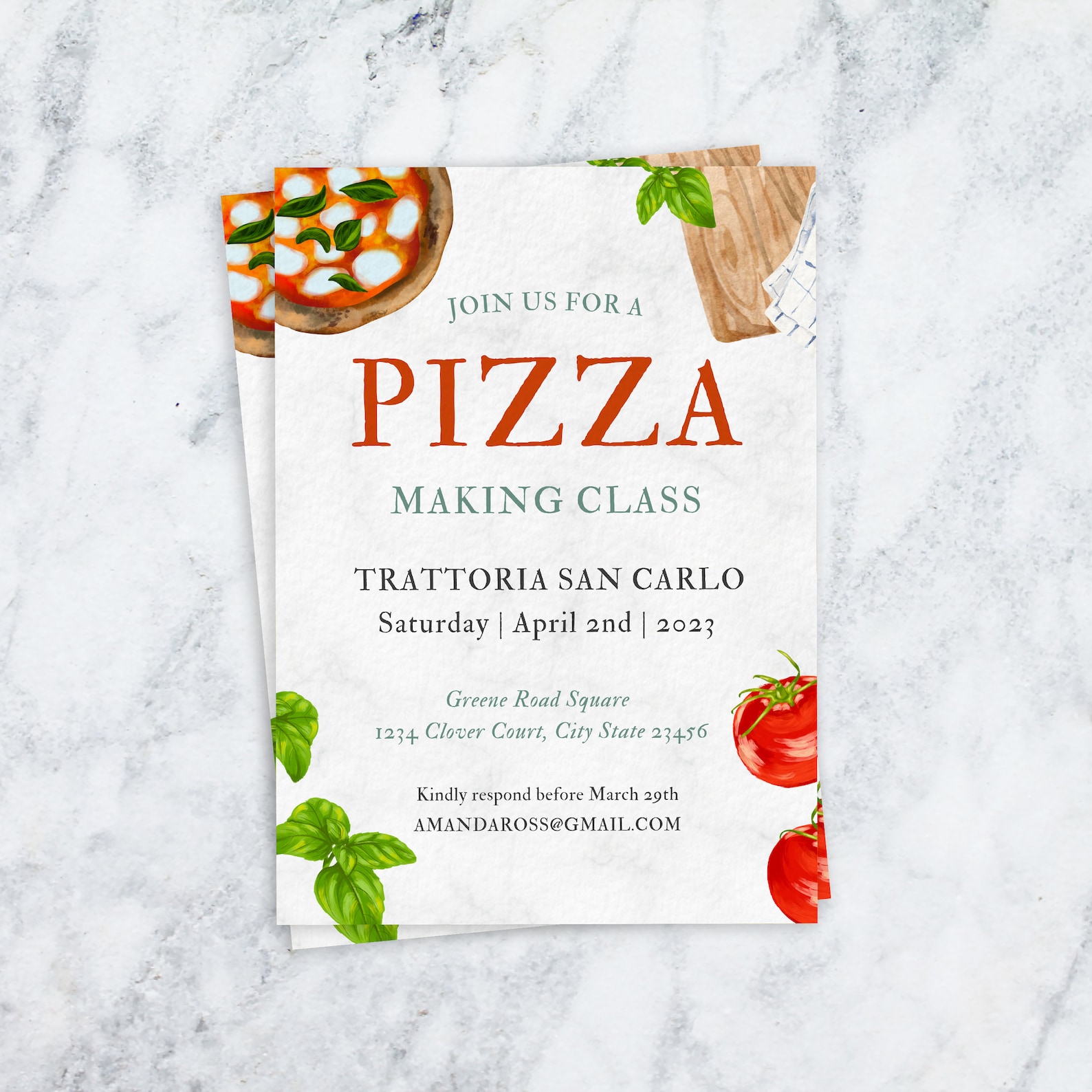 Pizza Making Class Invitation -digital File / Template / Download ...