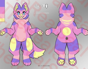Fox Fursona Adopt Furry Adoptable Character Ref Sheet - Etsy