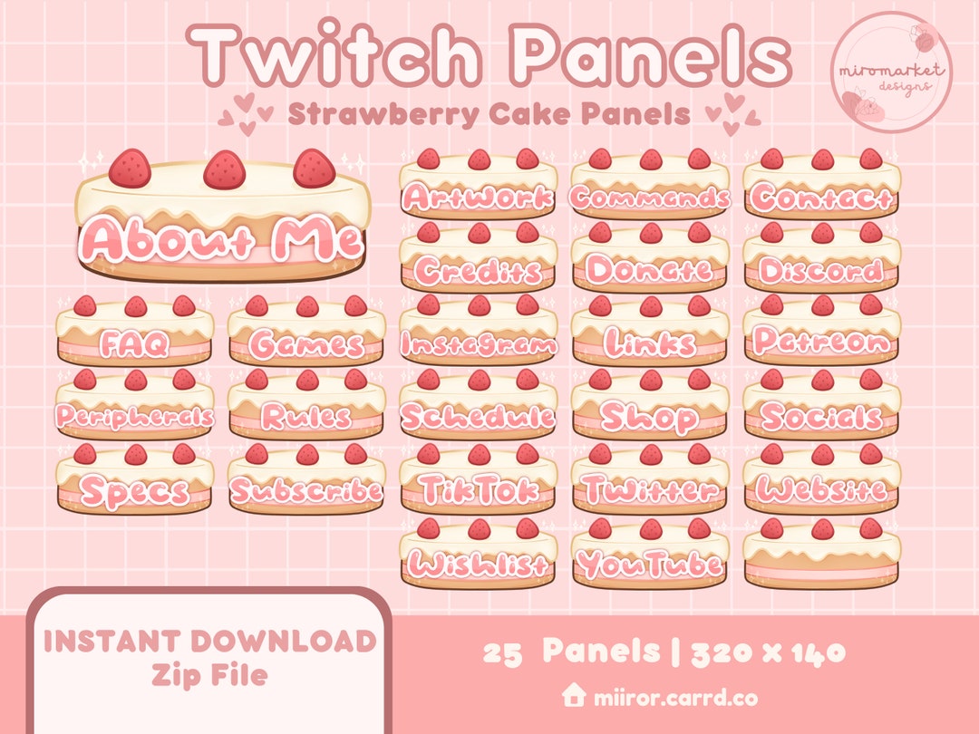 Kawaii Strawberry Cake Pink Pastry/dessert Stream Panels for Twitch - Etsy