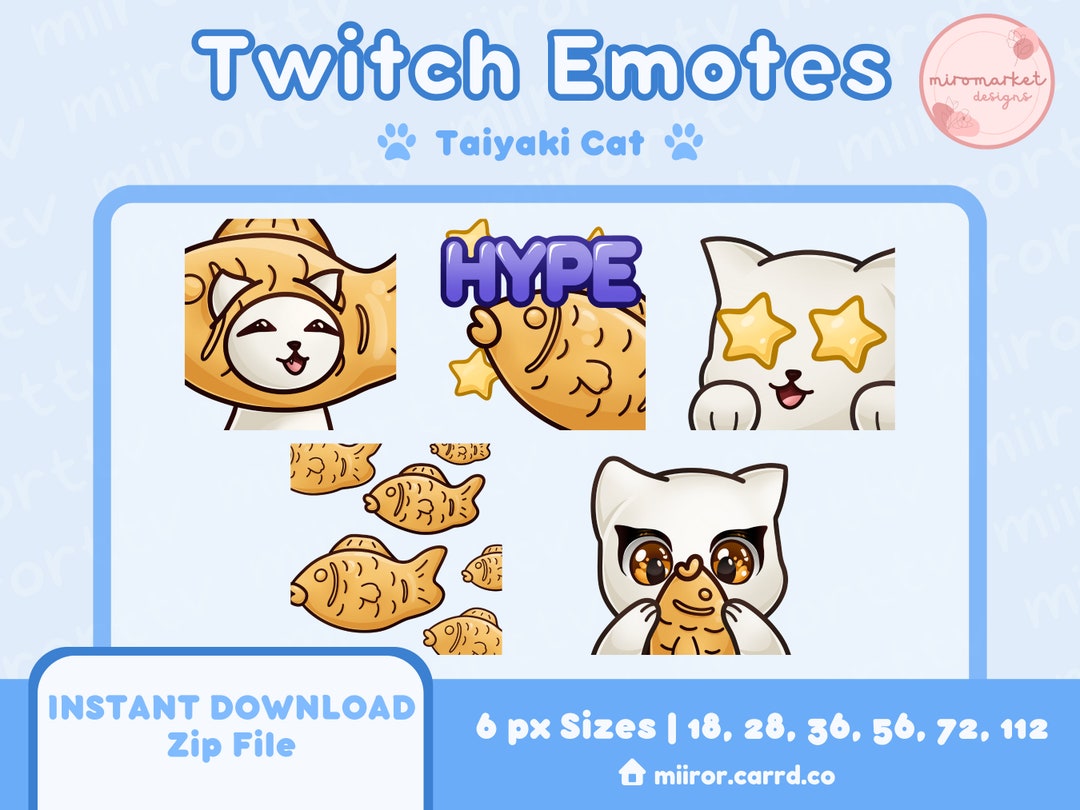 Taiyaki Cat Twitch Emotes || Japan Street Food Emotes || 5 Emote Pack ...