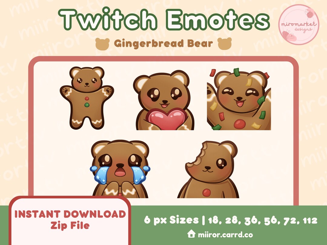Gingerbread Bear Emote Pack || Twitch, Discord, Youtube || Christmas ...