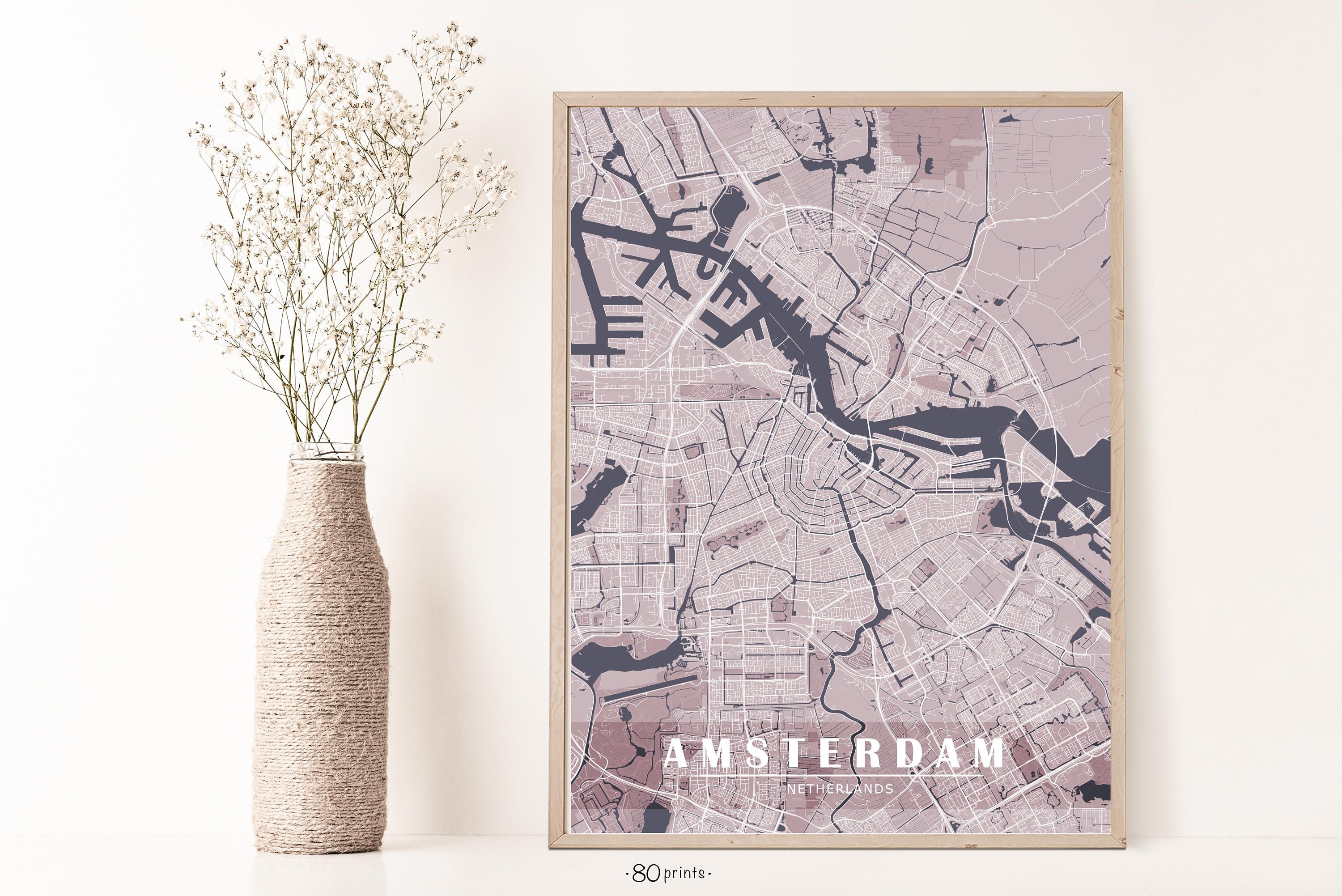 Amsterdam Map Print, Digital Download Map, Amsterdam City Map Art ...