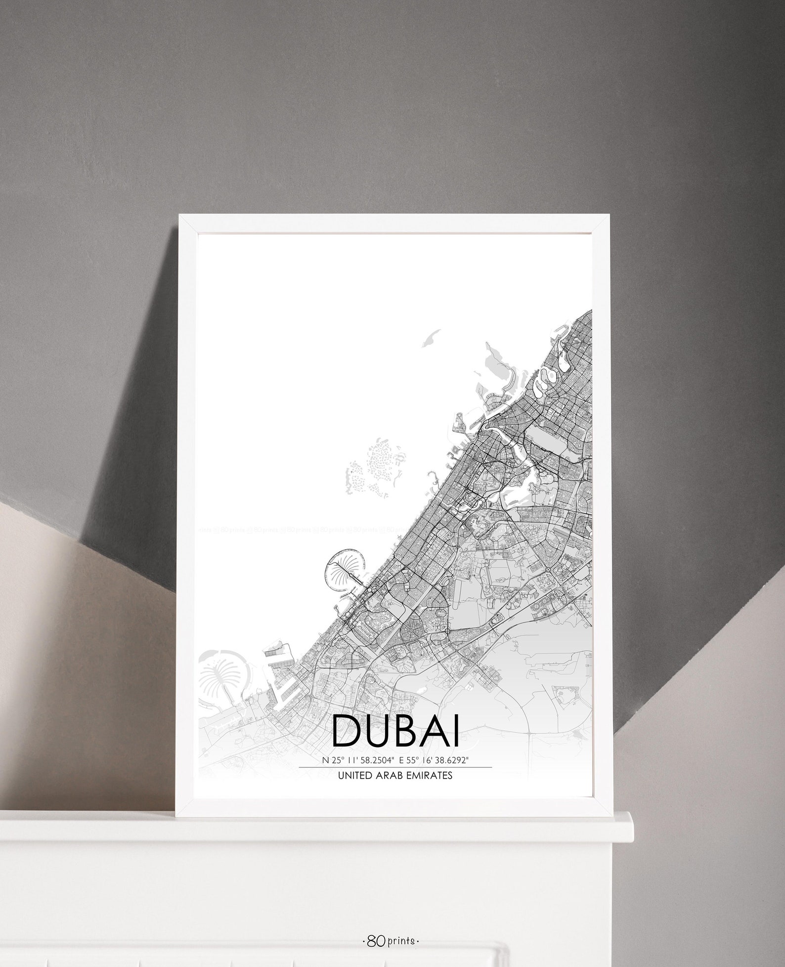 Dubai Map Wall Art, Dubai Wall Decor, Digital Printable Map ...