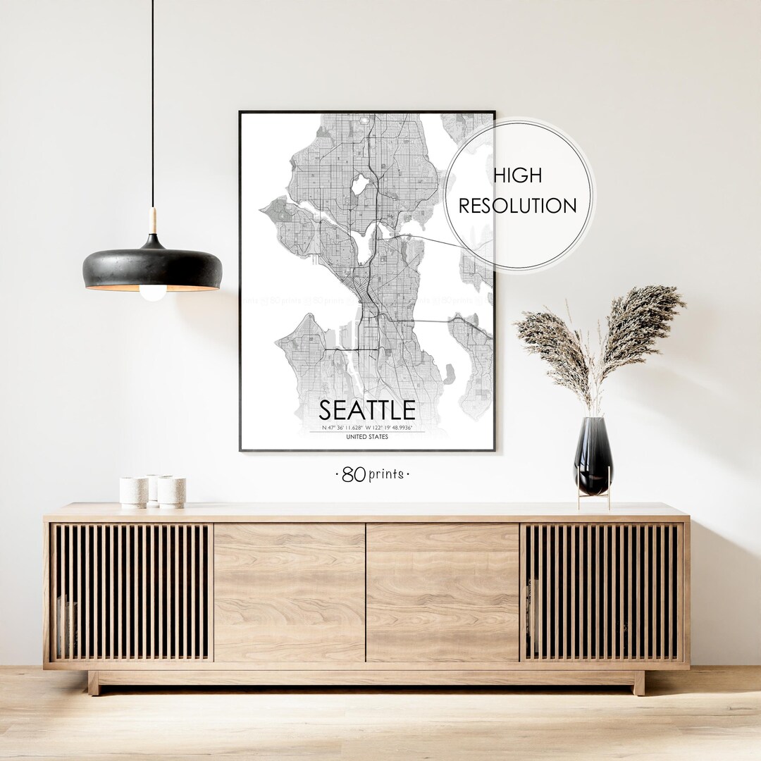 Seattle City Map Print, Seattle Location Map, Digital Download Map ...