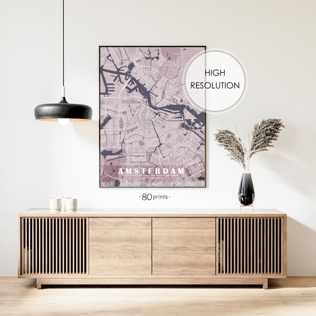Amsterdam Map Print, Digital Download Map, Amsterdam City Map Art ...