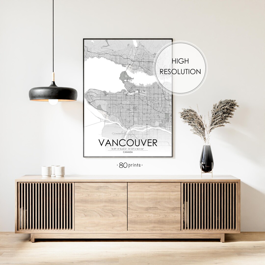 Vancouver Map Wall Art, Vancouver Wall Decor, Vancouver Printable Map ...