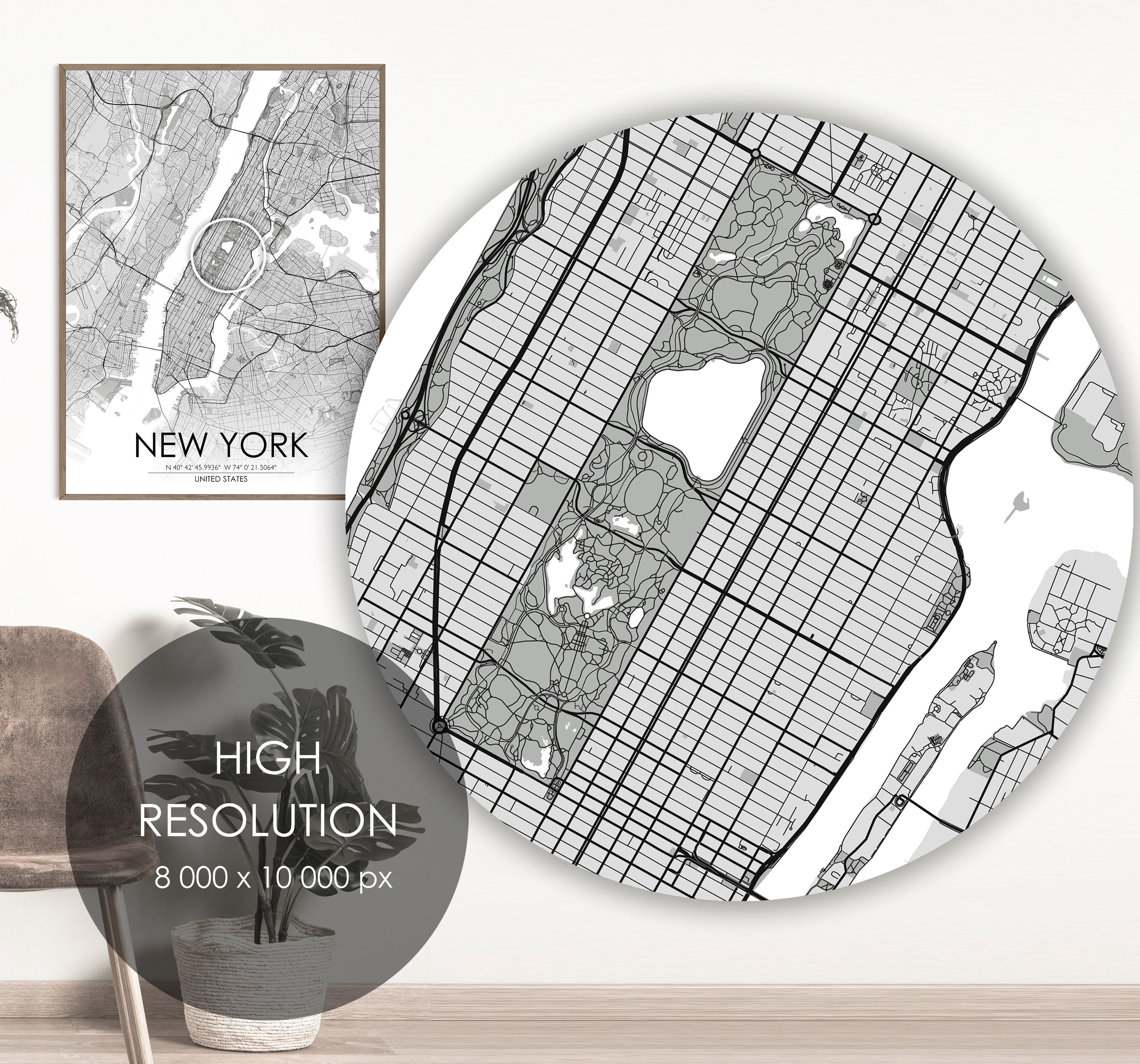 New York City Map Print, New York Map Wall Decor, Downloadable Map, New ...