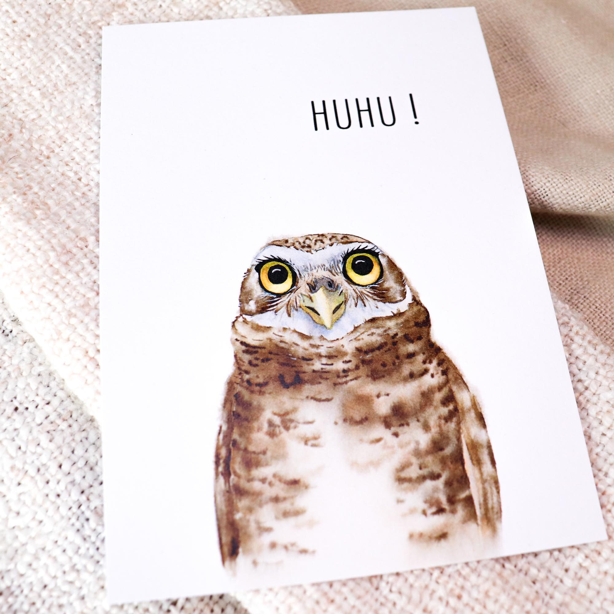 Postkarte Eule witzige Karte mit Spruch Aquarell Illustration ...