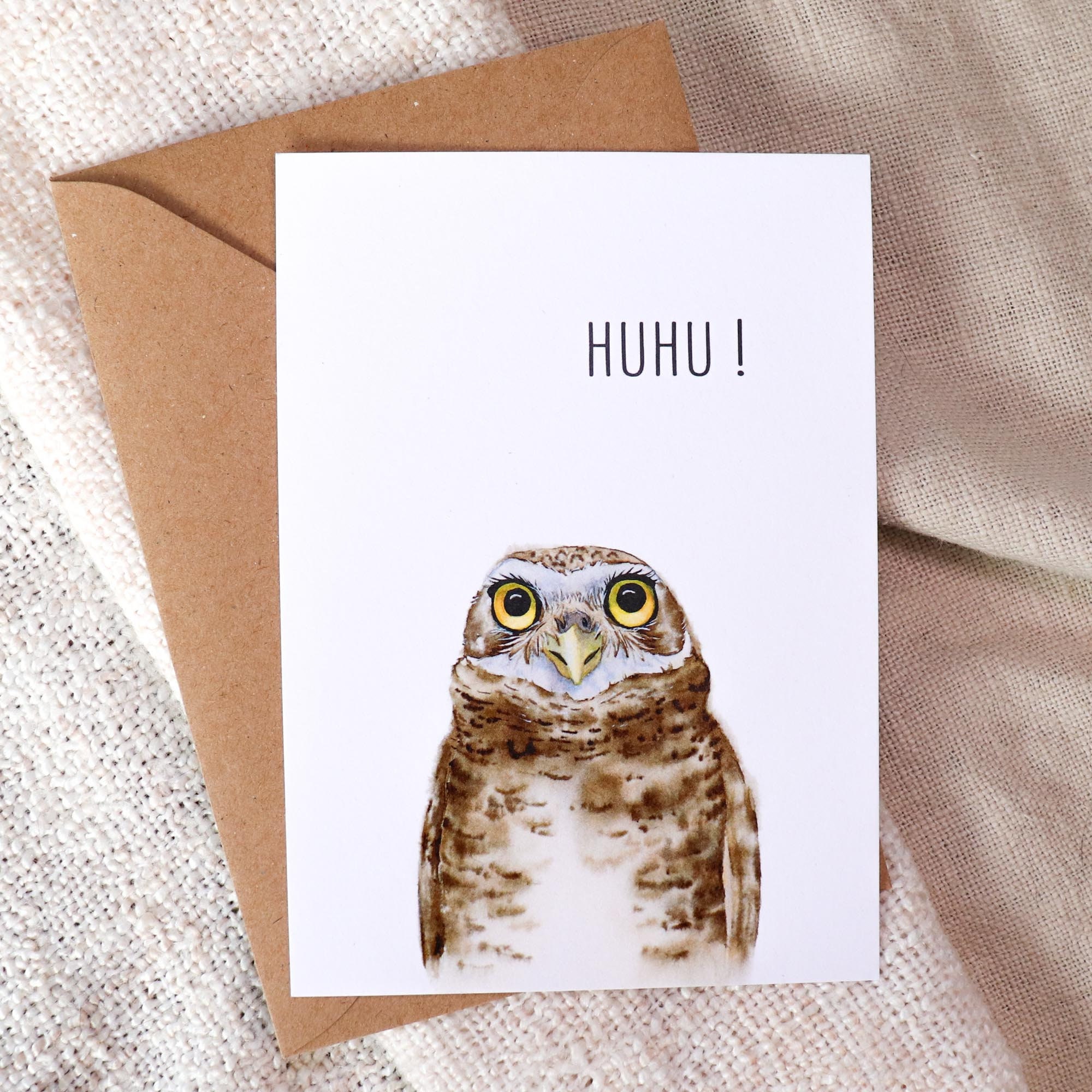 Postkarte Eule witzige Karte mit Spruch Aquarell Illustration ...