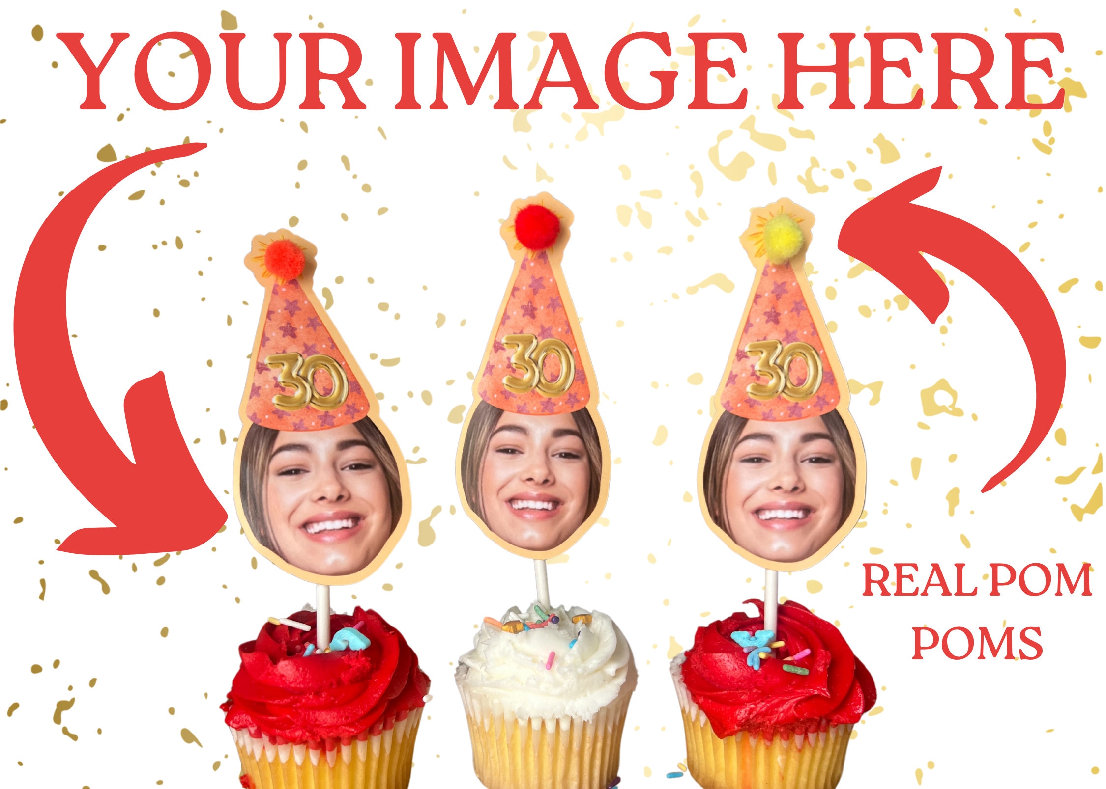 Custom Face Cupcake Toppers, Personalized Head Cupcake Topper, Cake ...