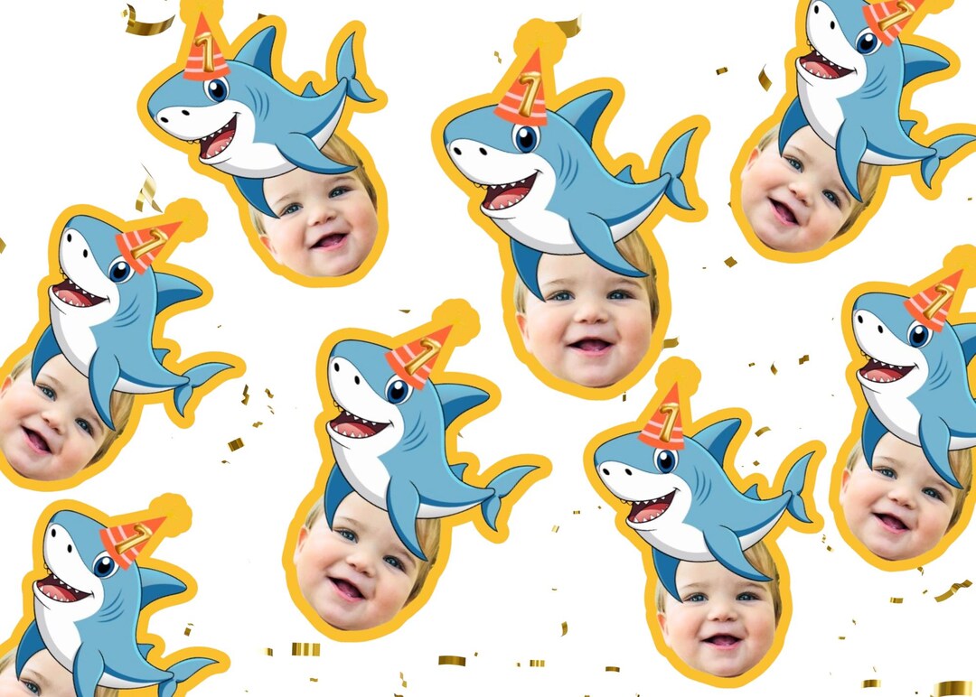 Baby Shark Personalized Confetti for Kids Birthday, Custom Face Baby ...