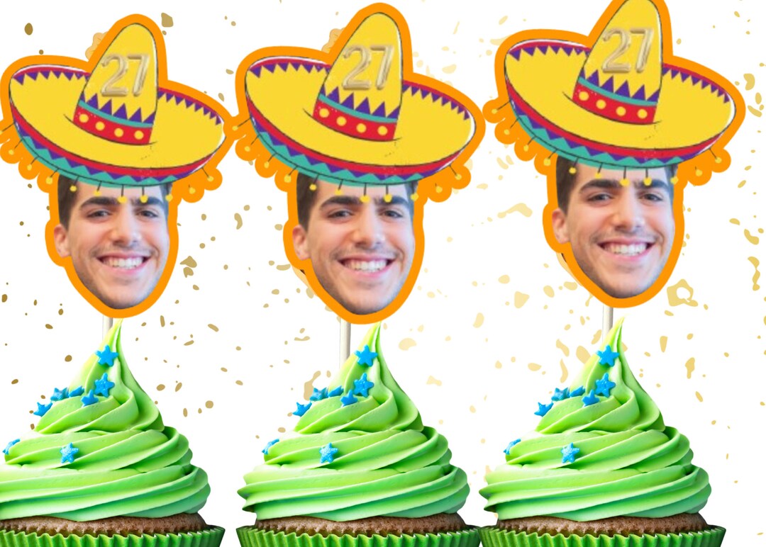 Sombrero Hat Mexican Birthday Party- Face Cupcake Toppers,mexican Hat ...