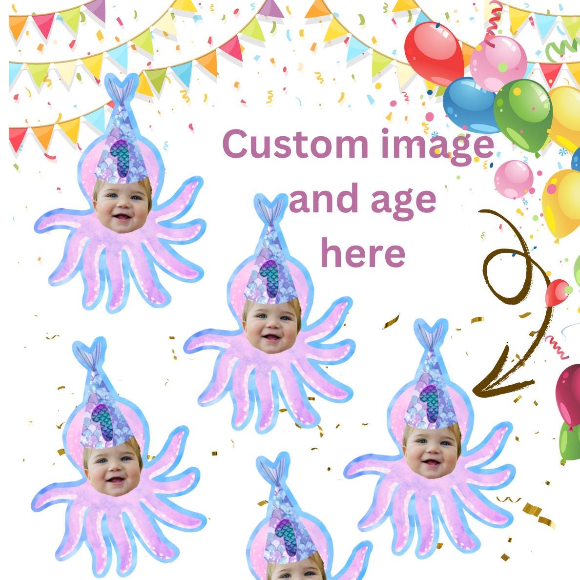 Custom Face Confetti | Under the Sea Birthday Decorations | Ocean ...