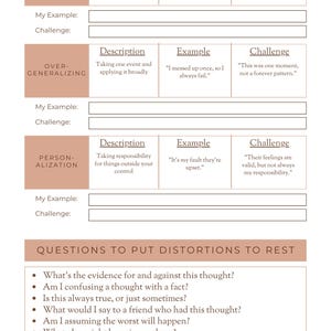 Cognitive Distortion Worksheet – Printable Therapy Tool for Challenging ...